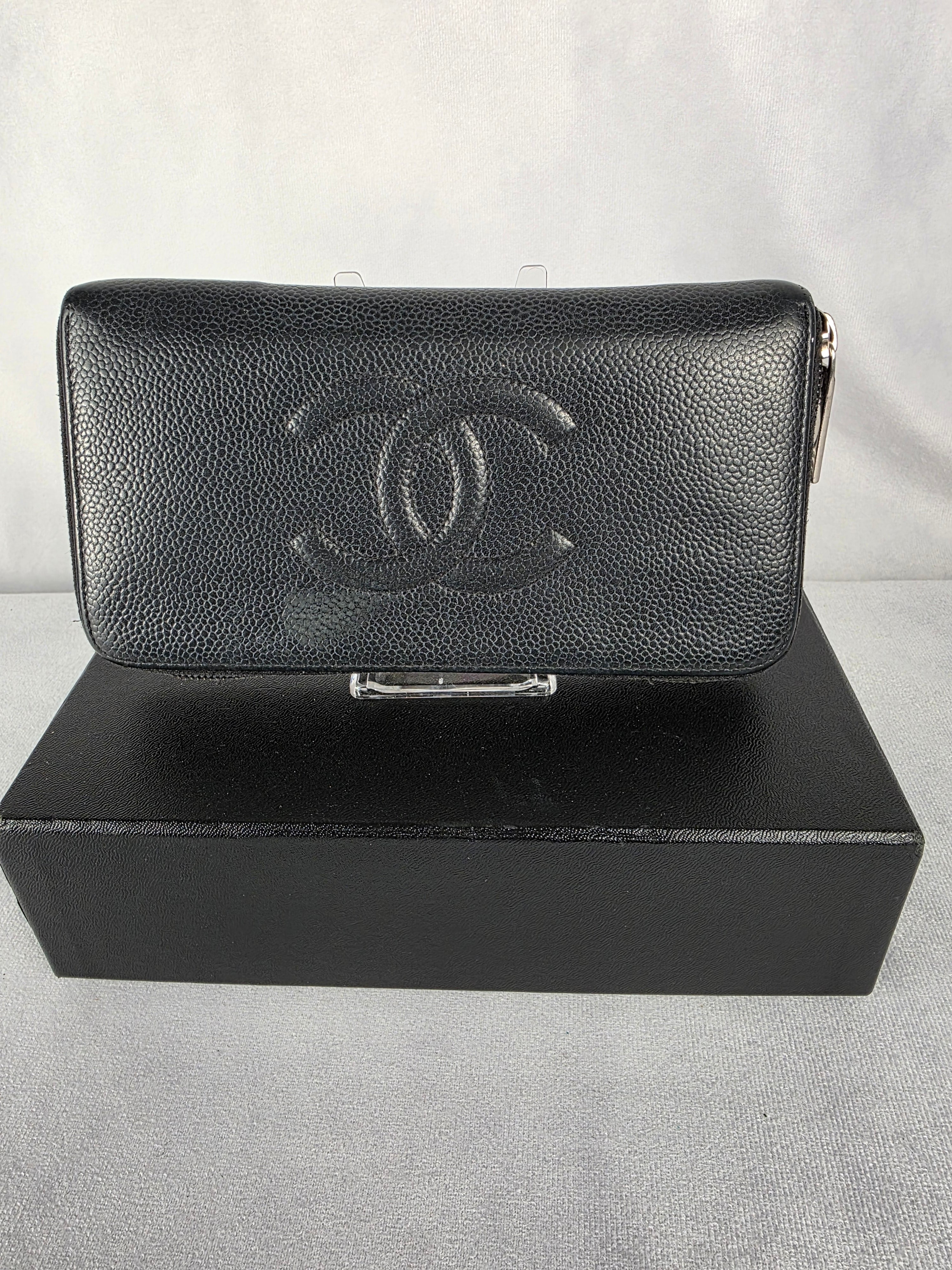 CHANEL COCO BLACK CAVIAR CLASSIC LONG ZIPPER WALLET – LUXE LNK